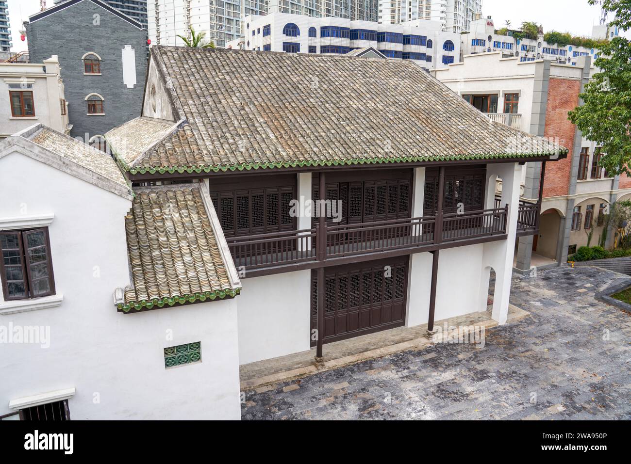 Traditional brick building in modern Chinese style Stock Photo - Alamy