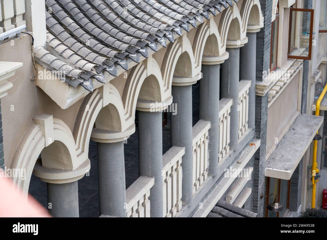 Traditional brick building in modern Chinese style Stock Photo - Alamy