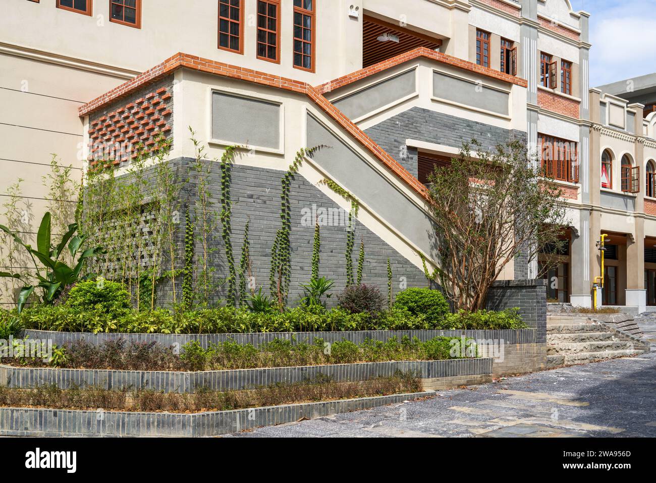 Traditional brick building in modern Chinese style Stock Photo - Alamy