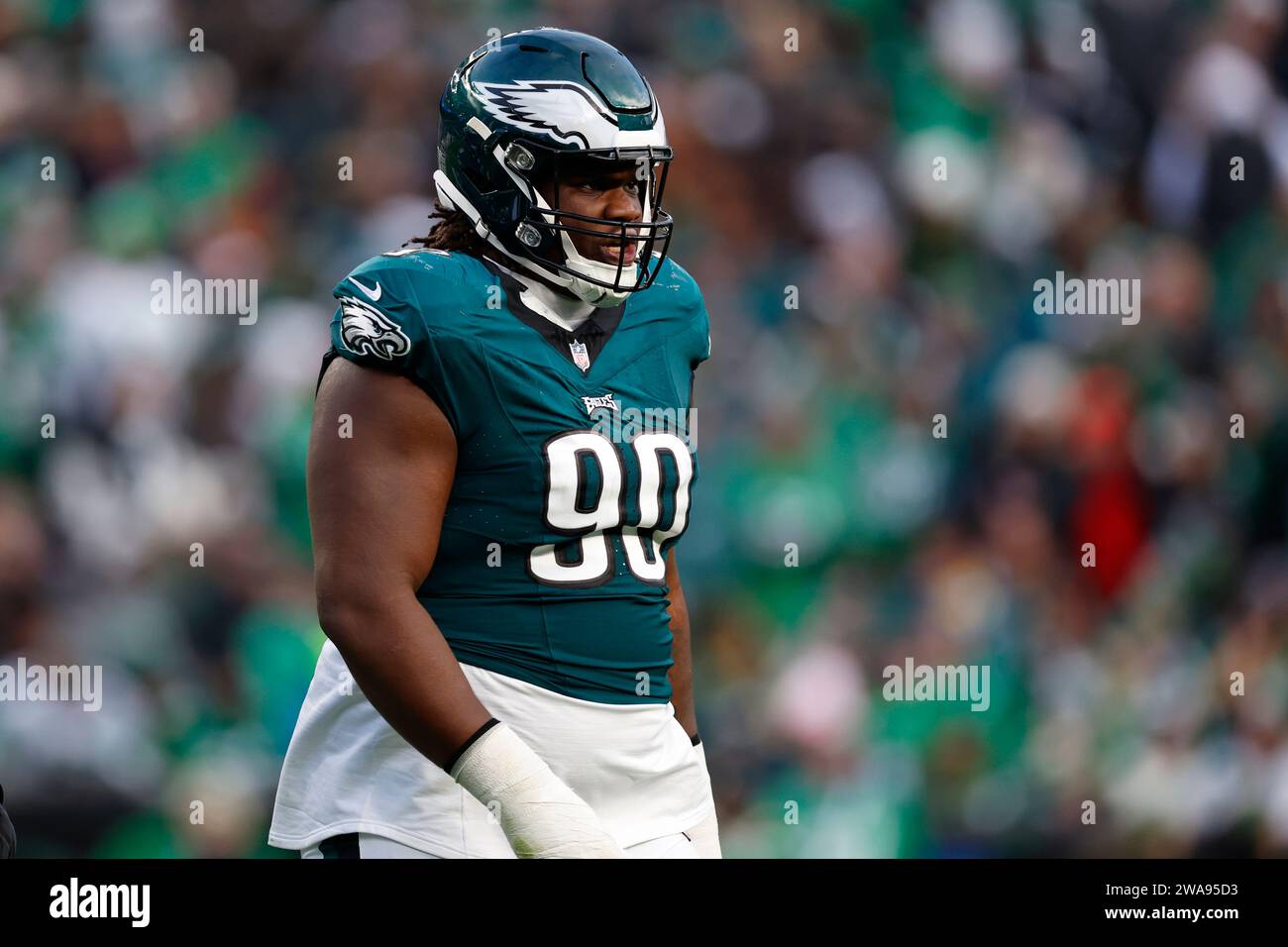Philadelphia Eagles defensive tackle Jordan Davis (90) in action ...
