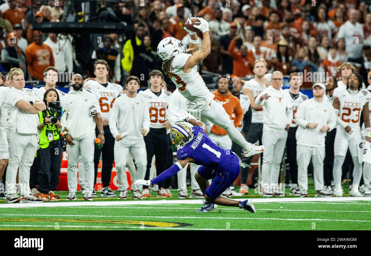 January 01 2024 New Orleans LA U.S.A. Texas wide receiver Jordan ...