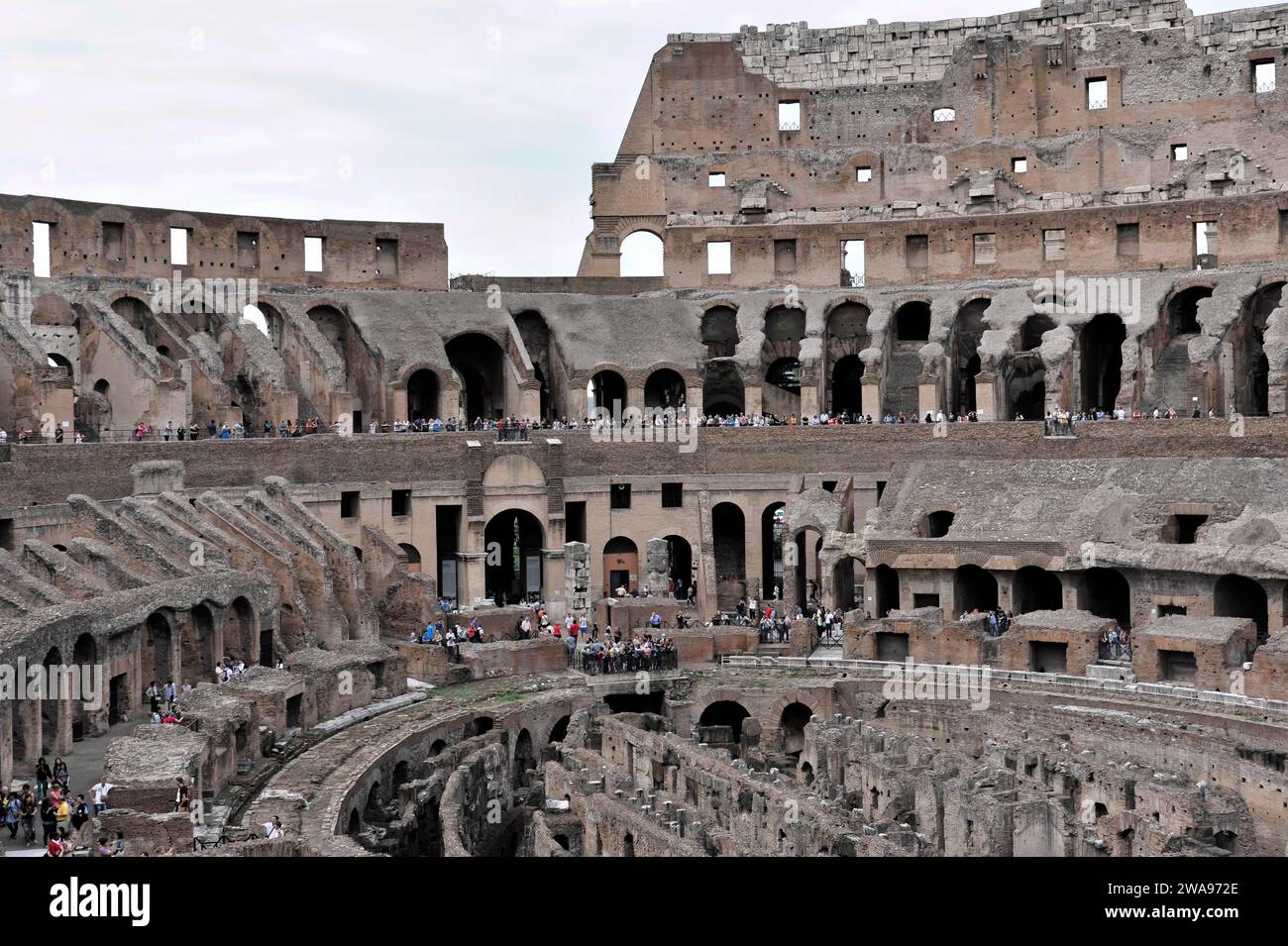 Exposed ruins basement of arena of Colosseum, Rome, Lazio, Italy ...