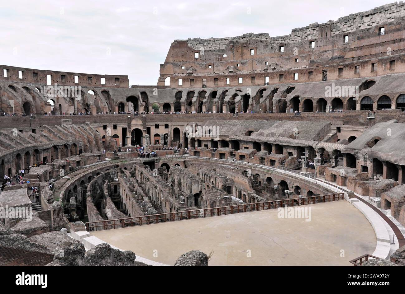 Exposed ruins basement of arena of Colosseum, Rome, Lazio, Italy ...
