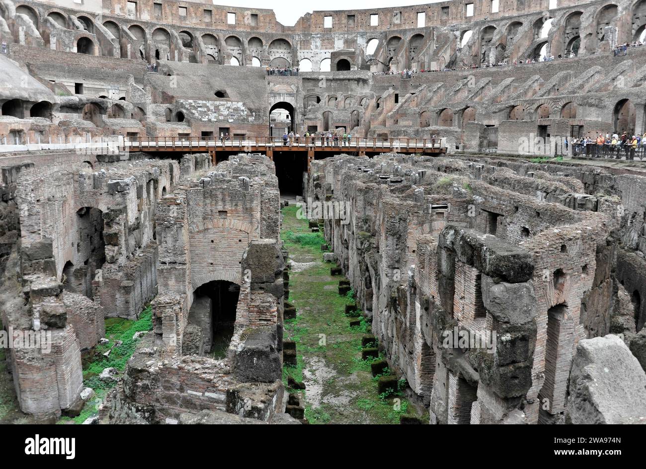 Exposed ruins basement of arena of Colosseum, Rome, Lazio, Italy ...