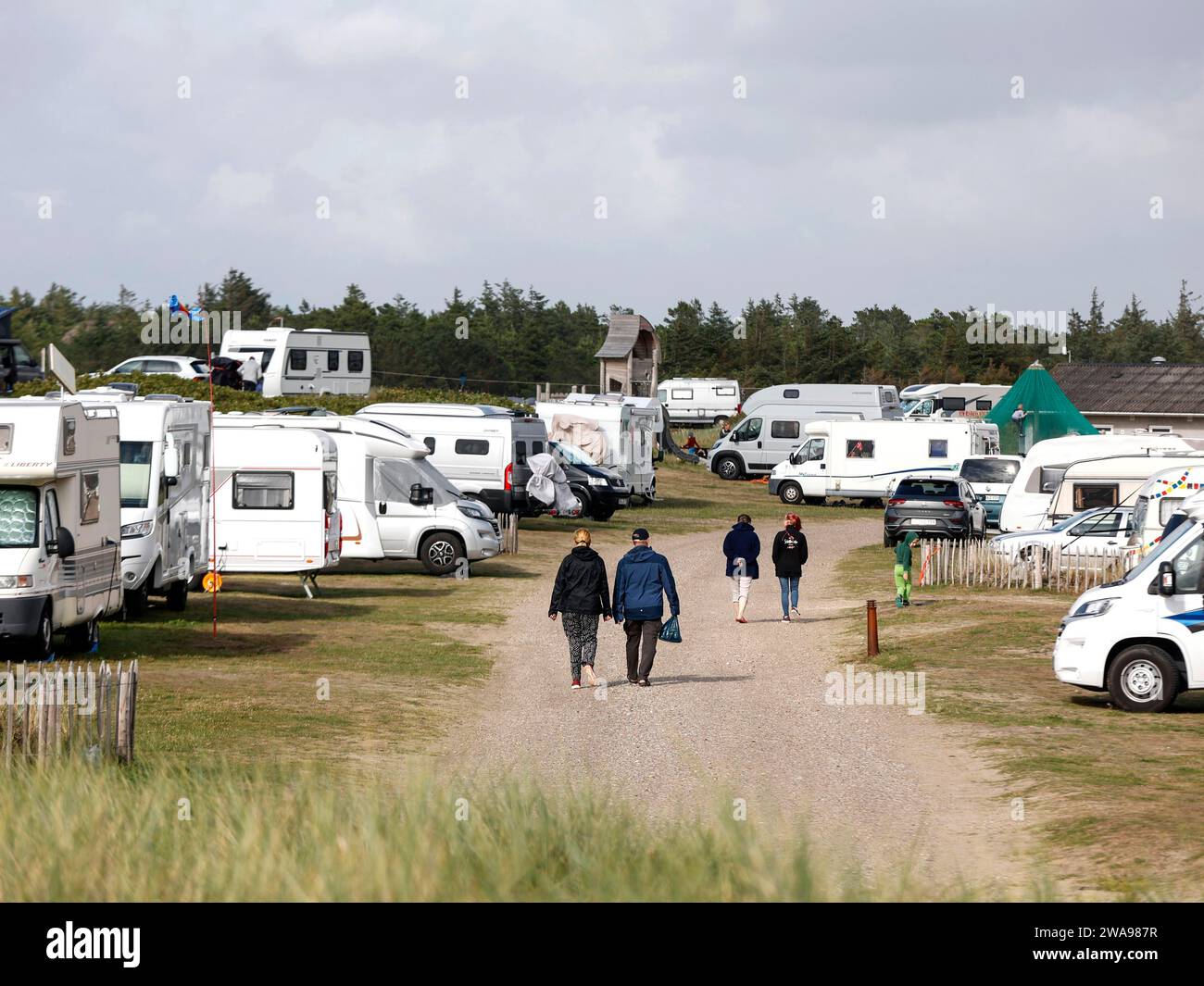Motorhomes and caravans on a campsite, Vejers, Denmark, 16.07.2023 ...