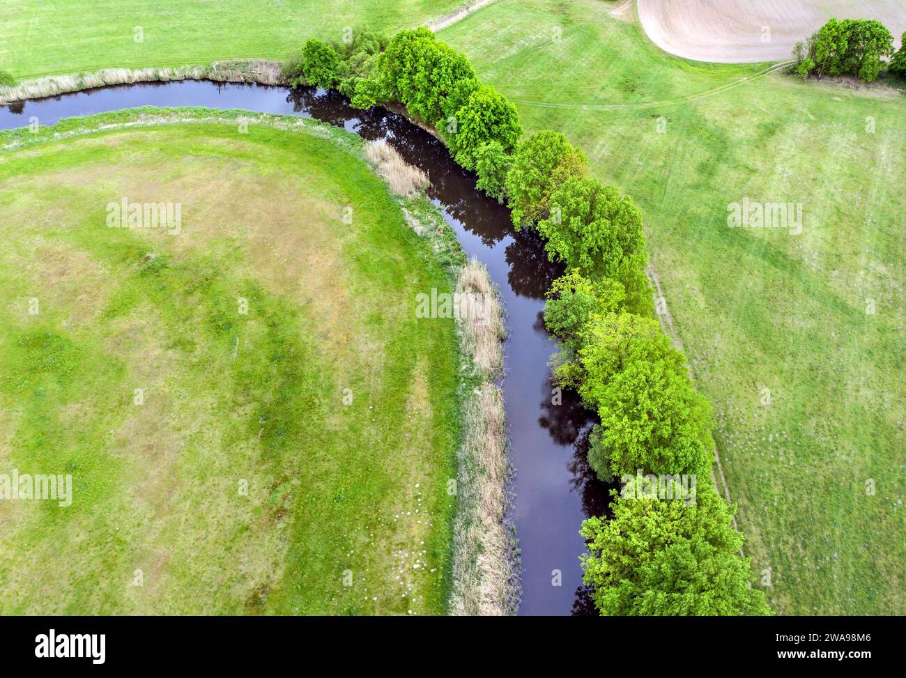 Aerial photo, natural course of the Spree, Mönchwinkel, 16 05 2023 ...