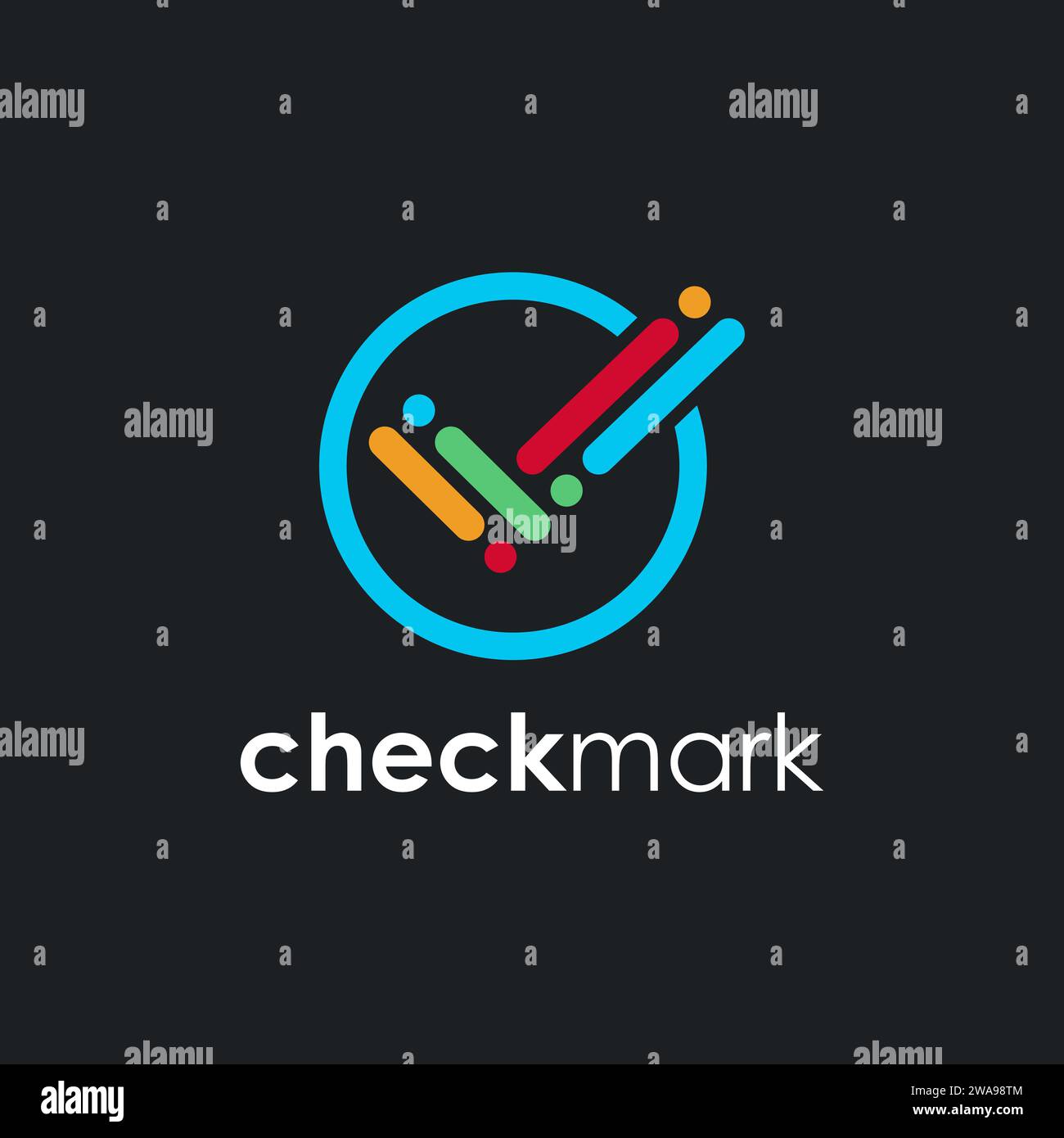 modern colorful checkmark logo icon vector template on dark background ...