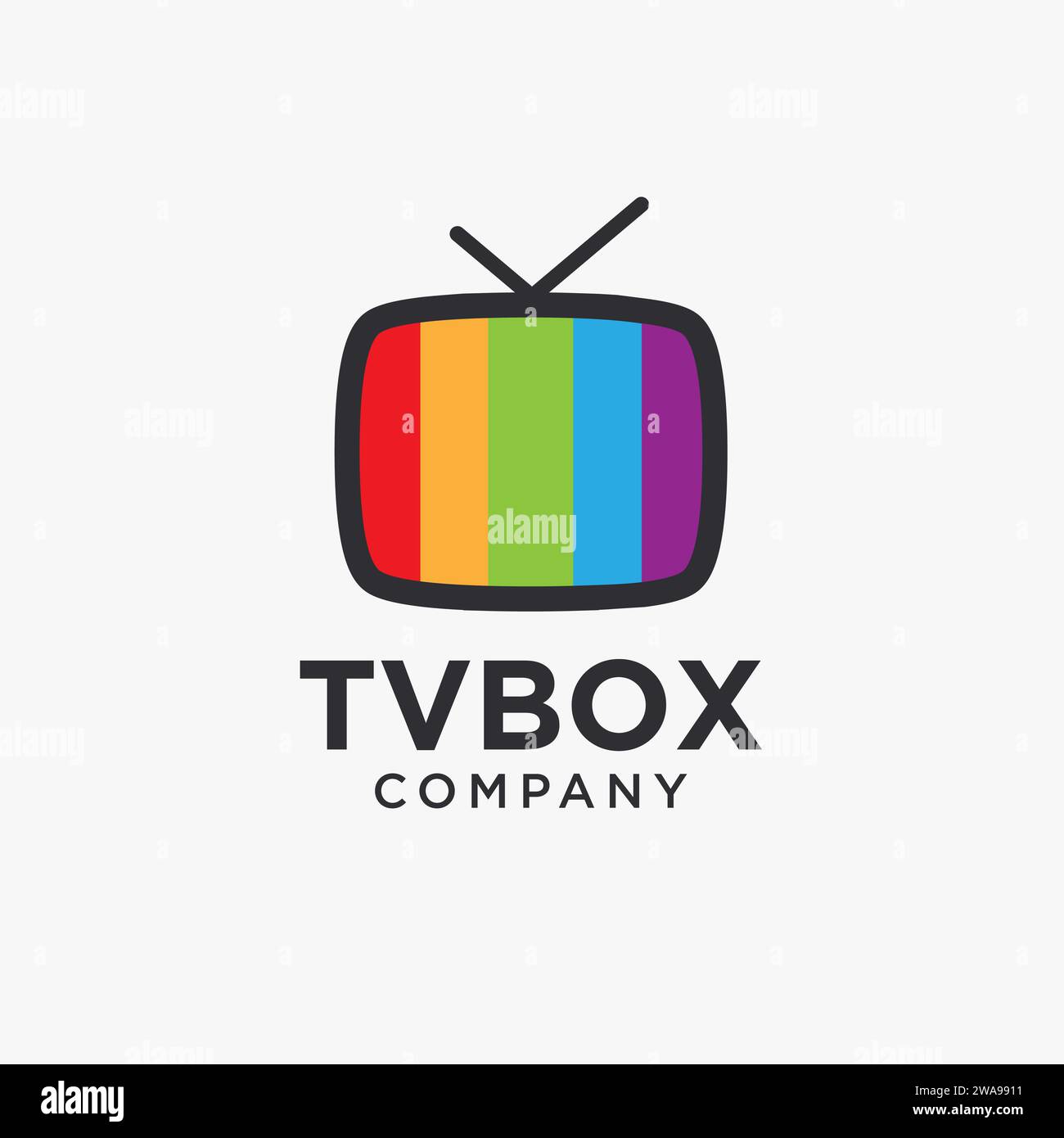 Minimalist TV box logo icon vector template on white background ...