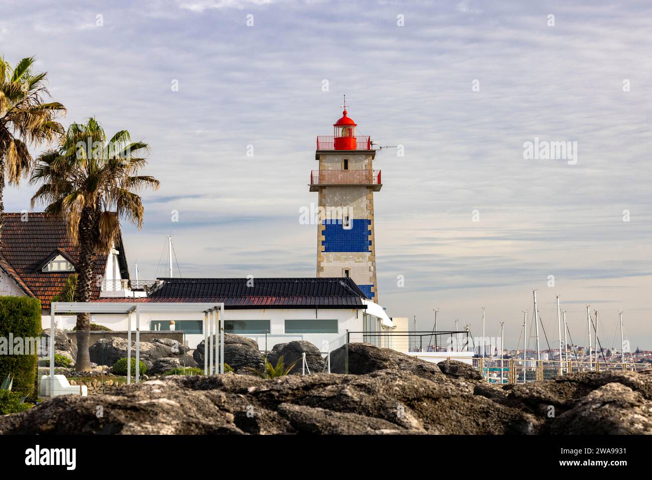 Lighthouse museum, Farol Museu de Santa Marta, in front of the restaurant and Hotel Farol ...