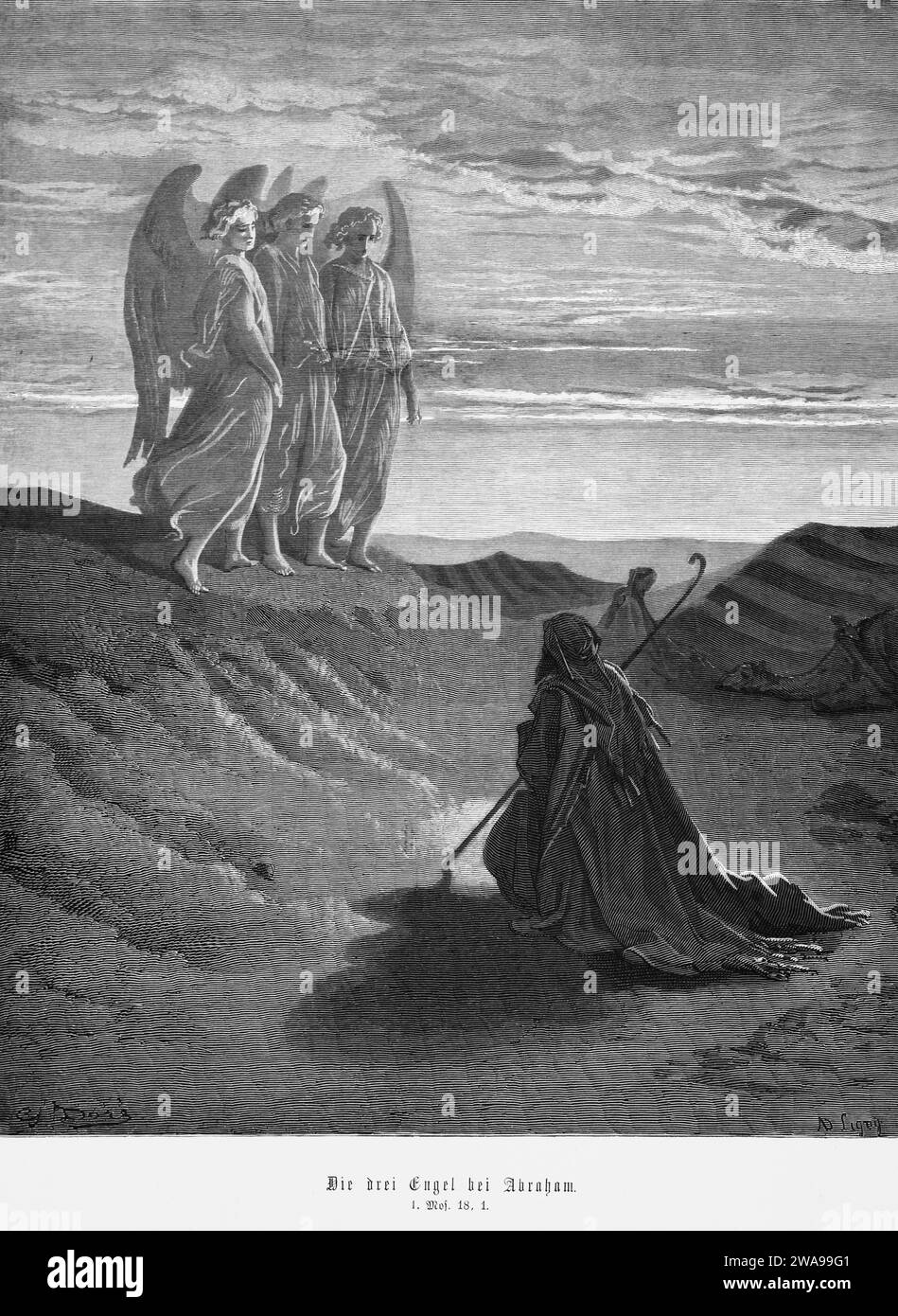 Bible, the three angels with Abraham, Genesis 1, 18, 1, mountain ...