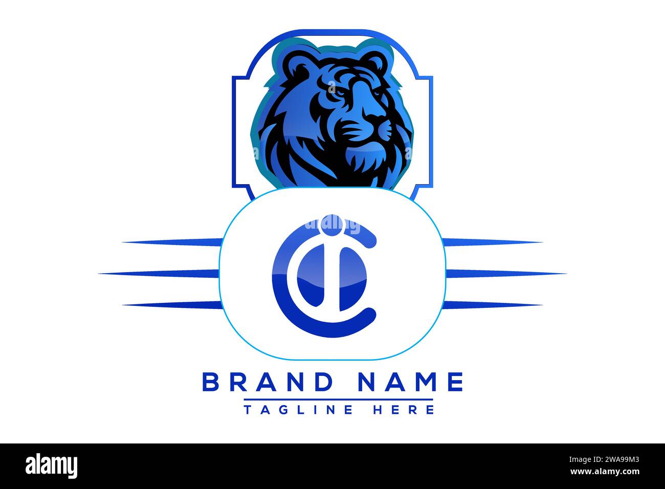 CI Tiger logo Blue Design. Vector logo design for business Stock Vector ...