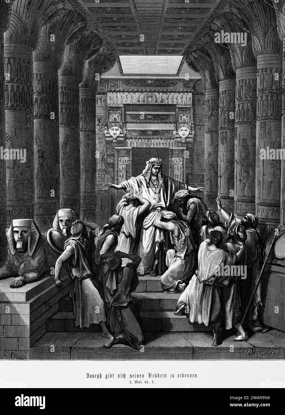 Bible, Joseph reveals himself to his brothers. Genesis 1, 45, 1, Moses ...