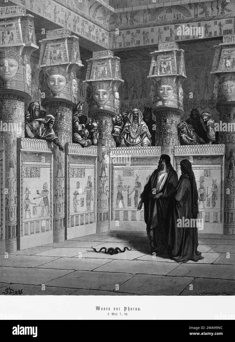 Bible, Moses in front of Pharaoh, First Book of Moses, 7, 10, Old ...
