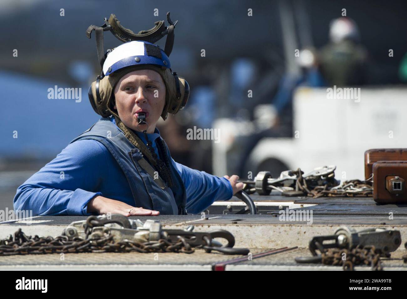 Us navy flight deck tractor hi-res stock photography and images - Alamy