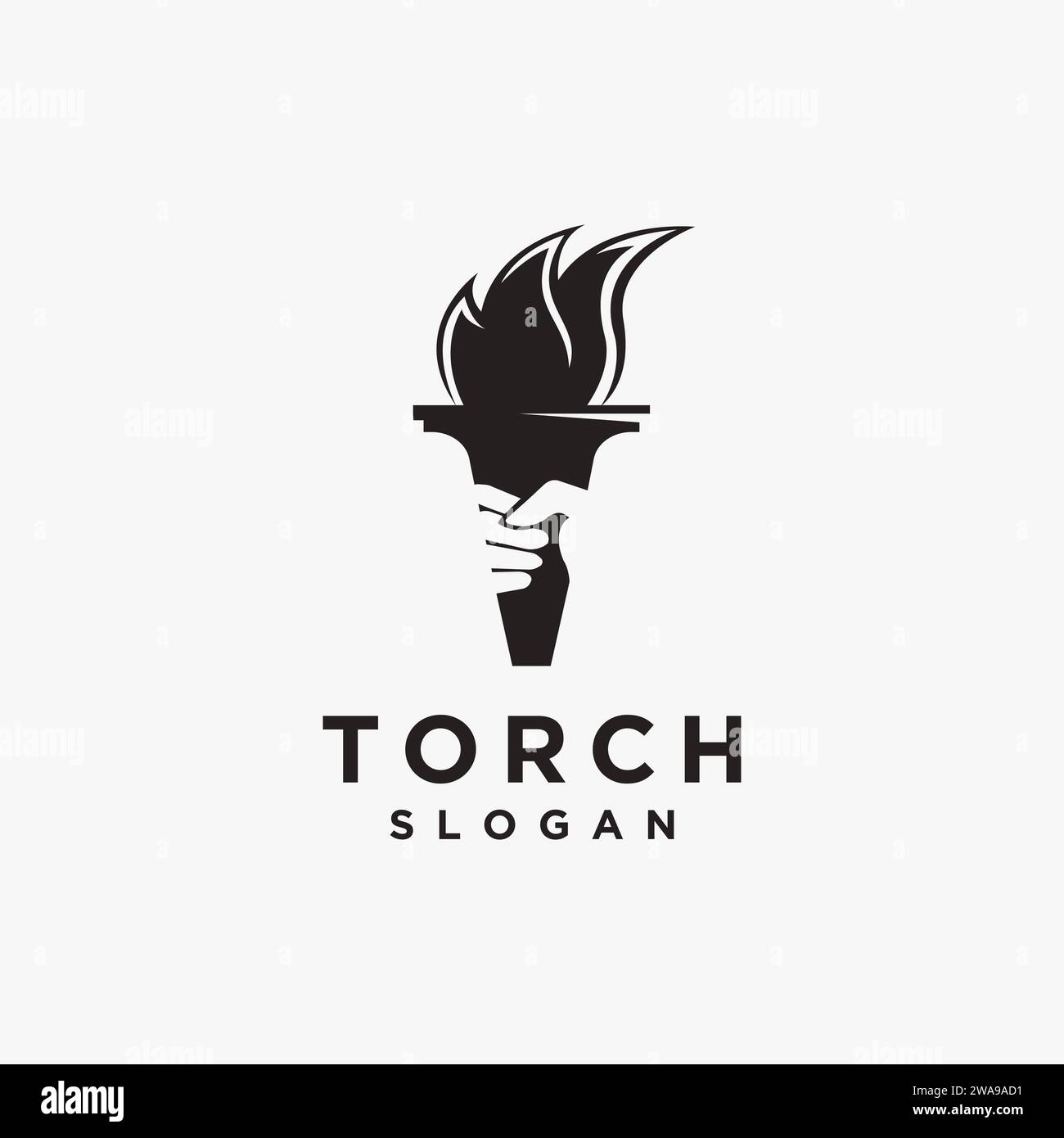 Hand holding torch logo icon vector template on white background,with ...