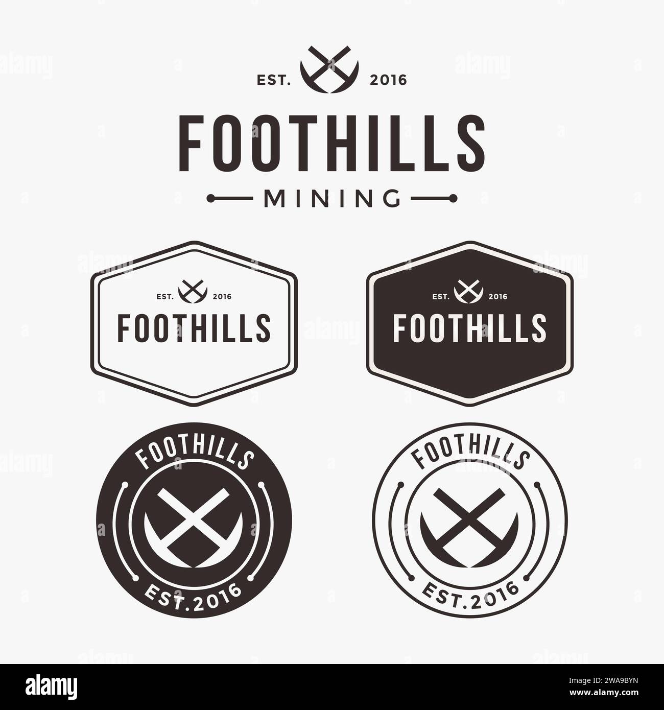 Vintage emblem badge seal stamp mining logo icon vector template set on ...