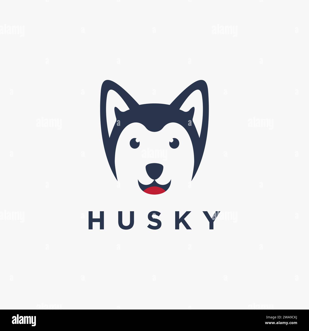 Fun minimalist Smiley Siberian Husky dog logo icon vector illustration ...