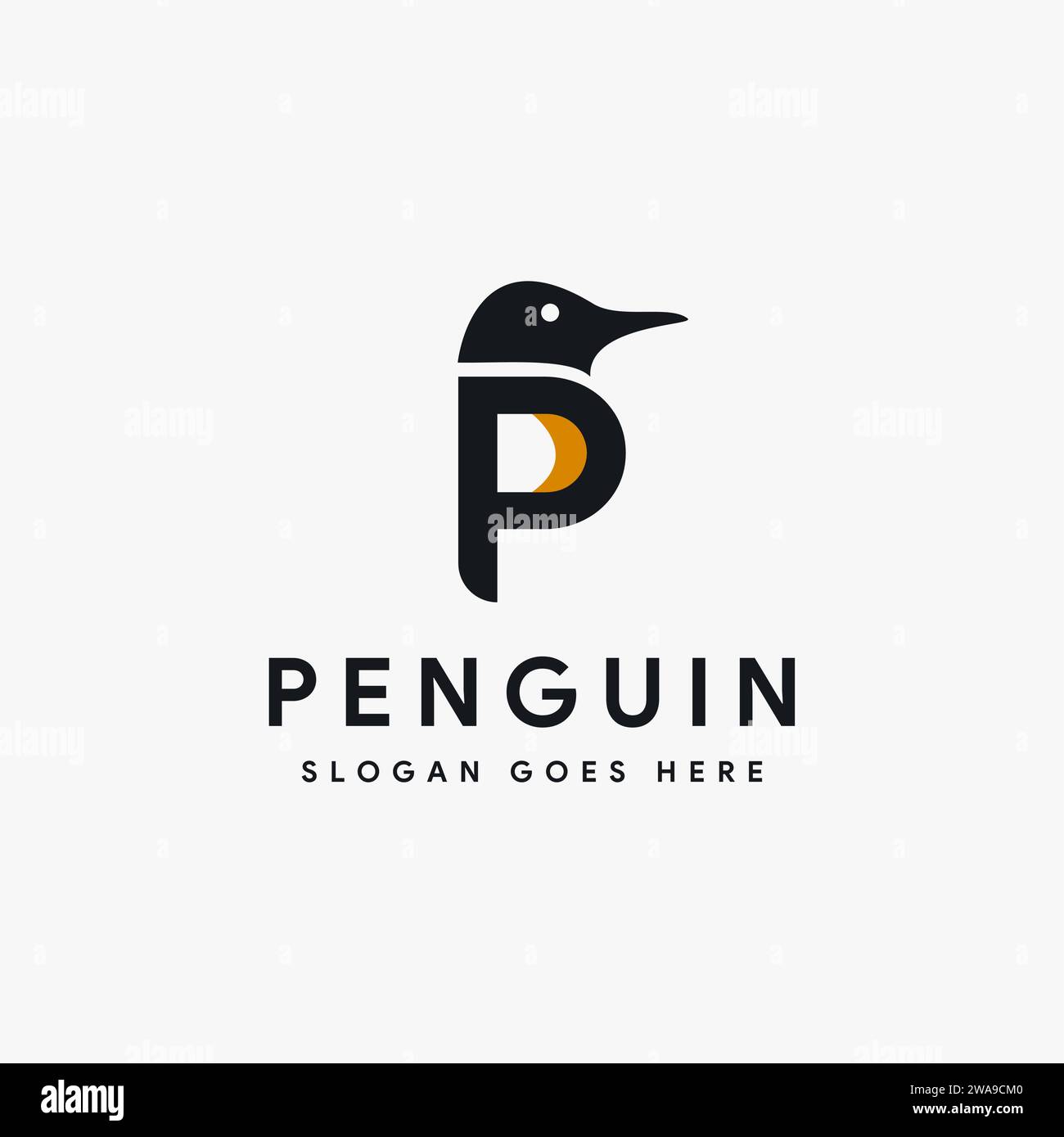 Letter P for penguin logo icon vector template on white background ...