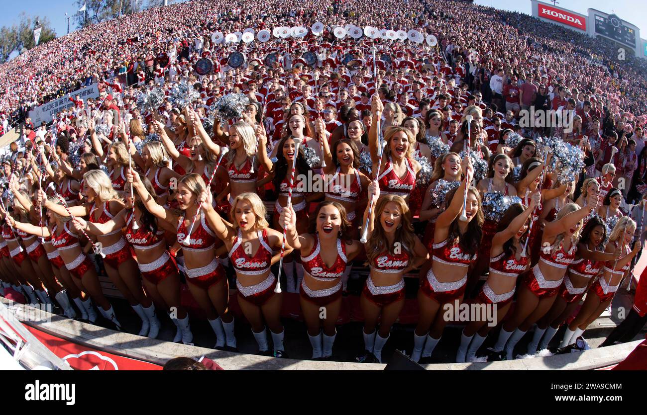 Pasadena, California, USA. 01st Jan, 2024. Alabama Crimson Tide marching band during the CFP ...