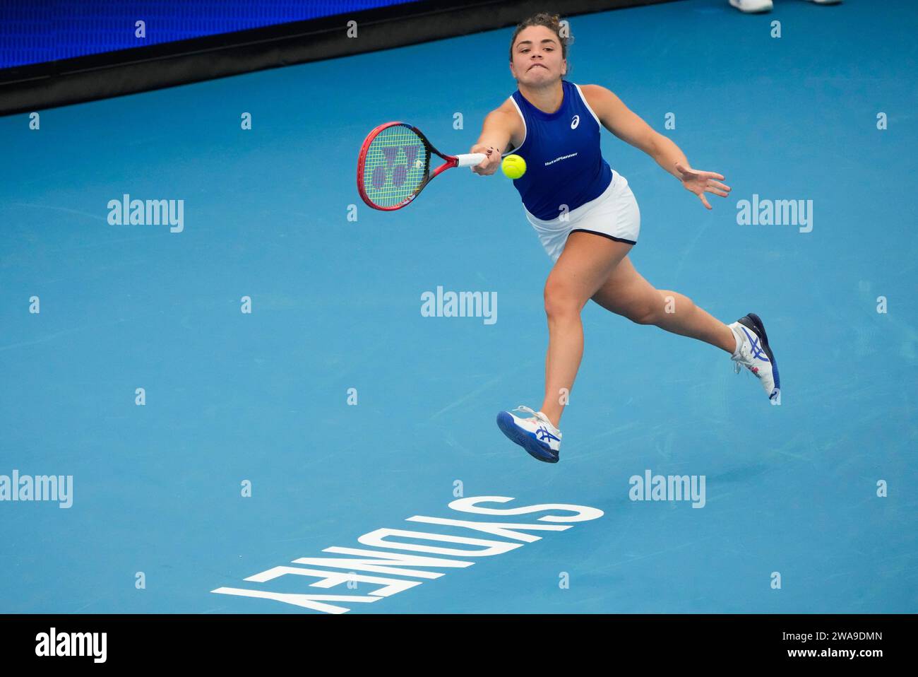 Italy's Jasmine Paolini plays a forehand return to Caroline Garcia of ...