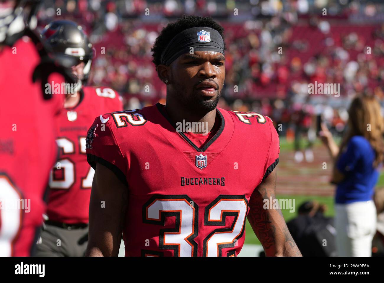 Tampa Bay Buccaneers safety Josh Hayes (32) jogs into the lock room ...