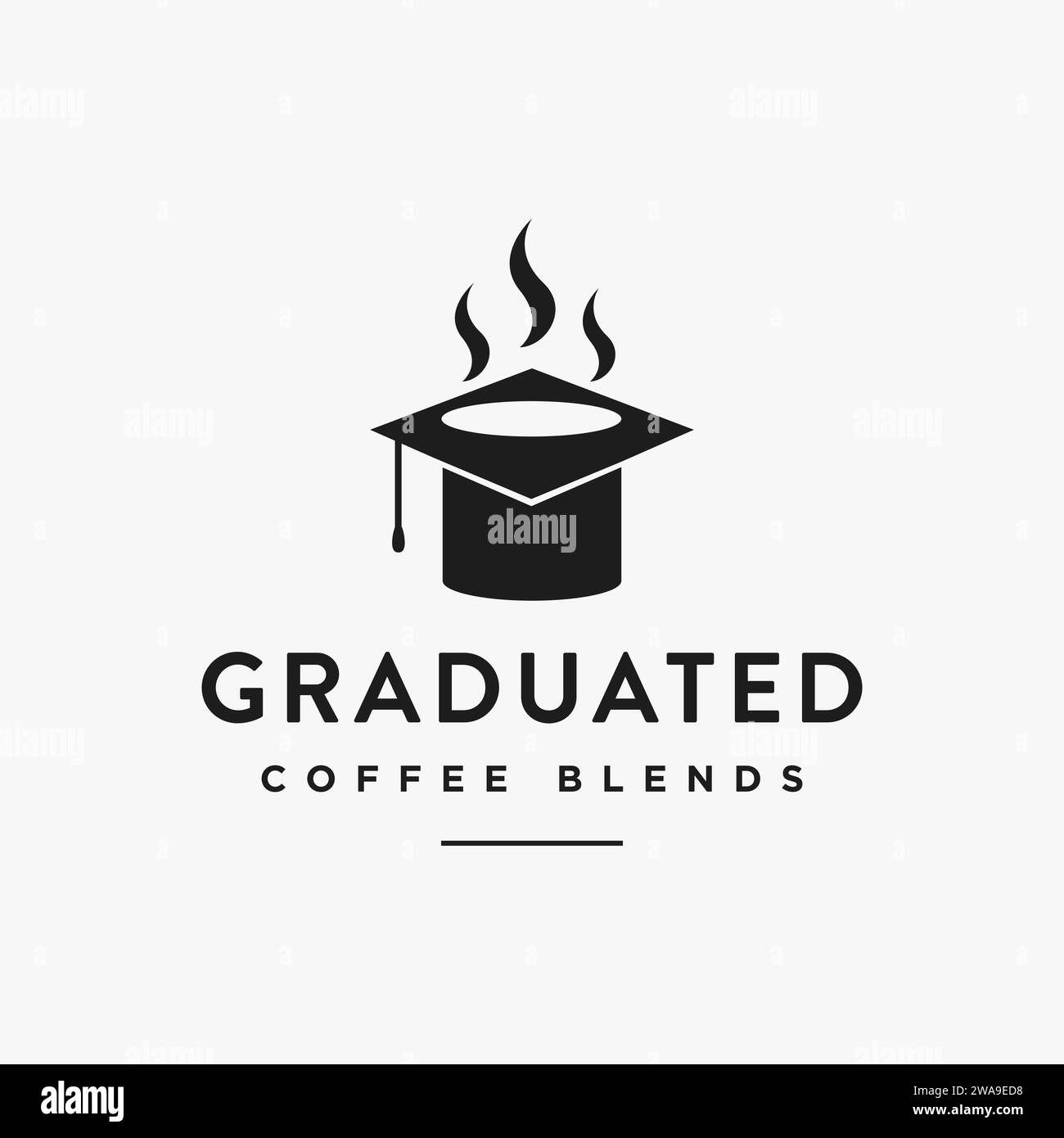 Graduation hat and coffee mug logo icon vector template on white ...