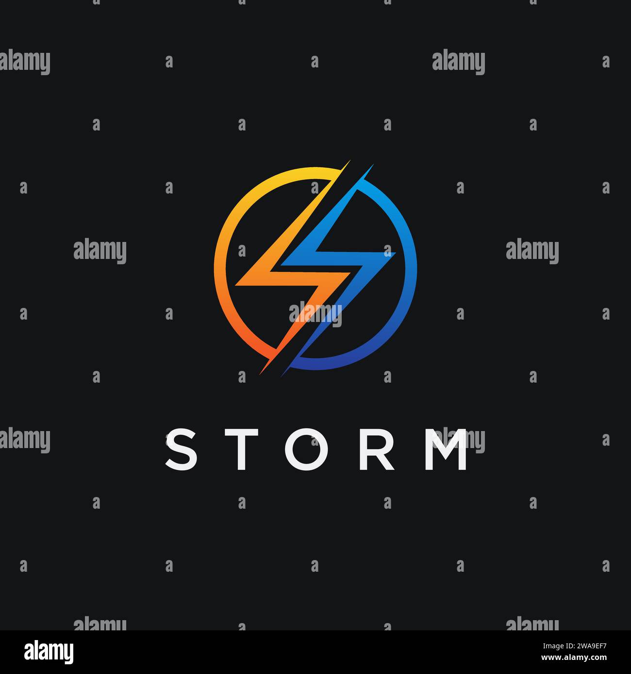 Letter S for storm logo icon vector template on black background Stock ...