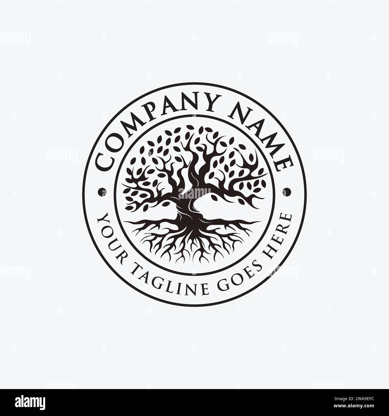 Badge, Seal, emblem vintage tree of life Logo, old oak tree logo, old ...