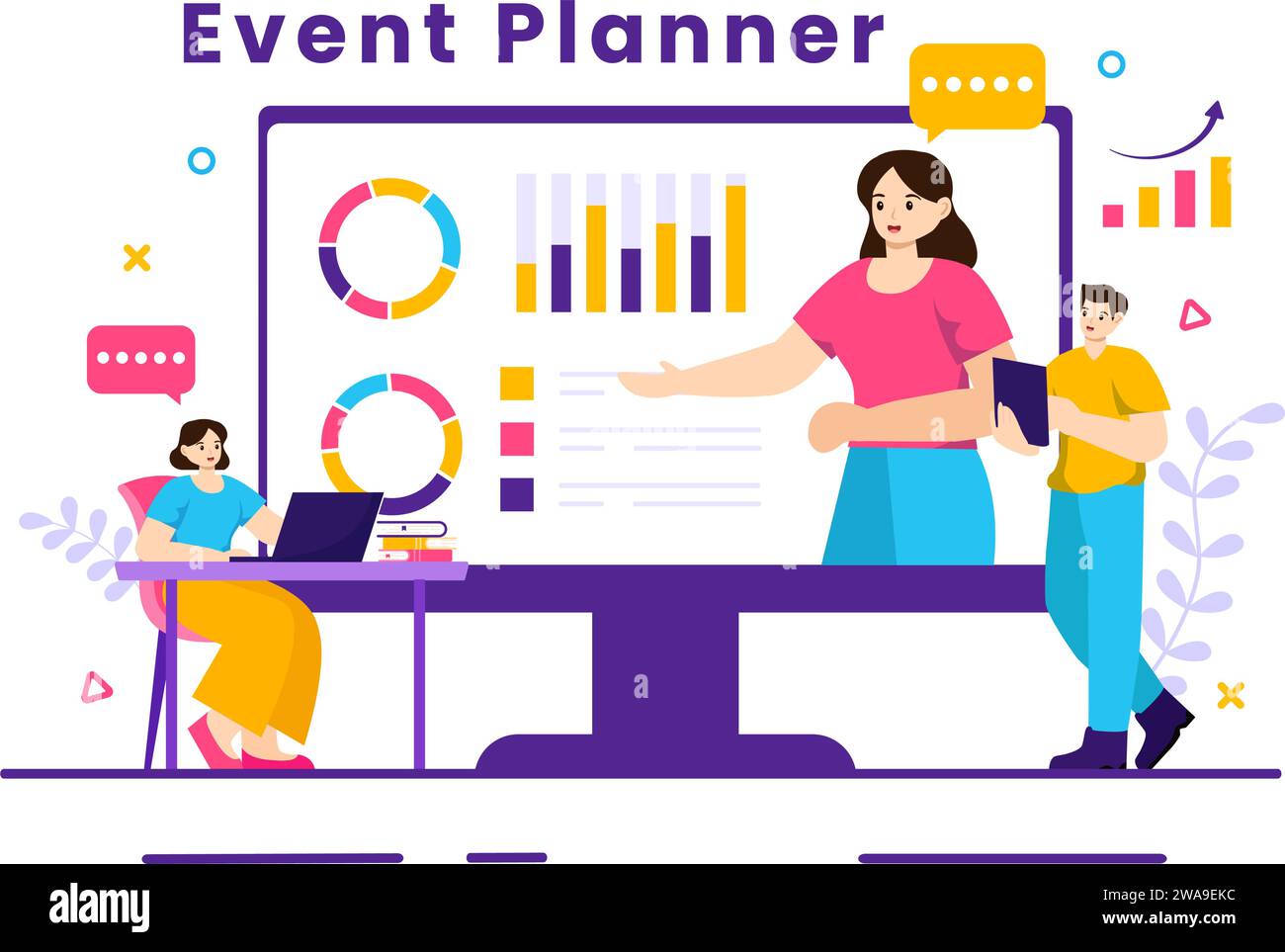 Event Planner Vector Illustration with Planning Schedule, Time ...