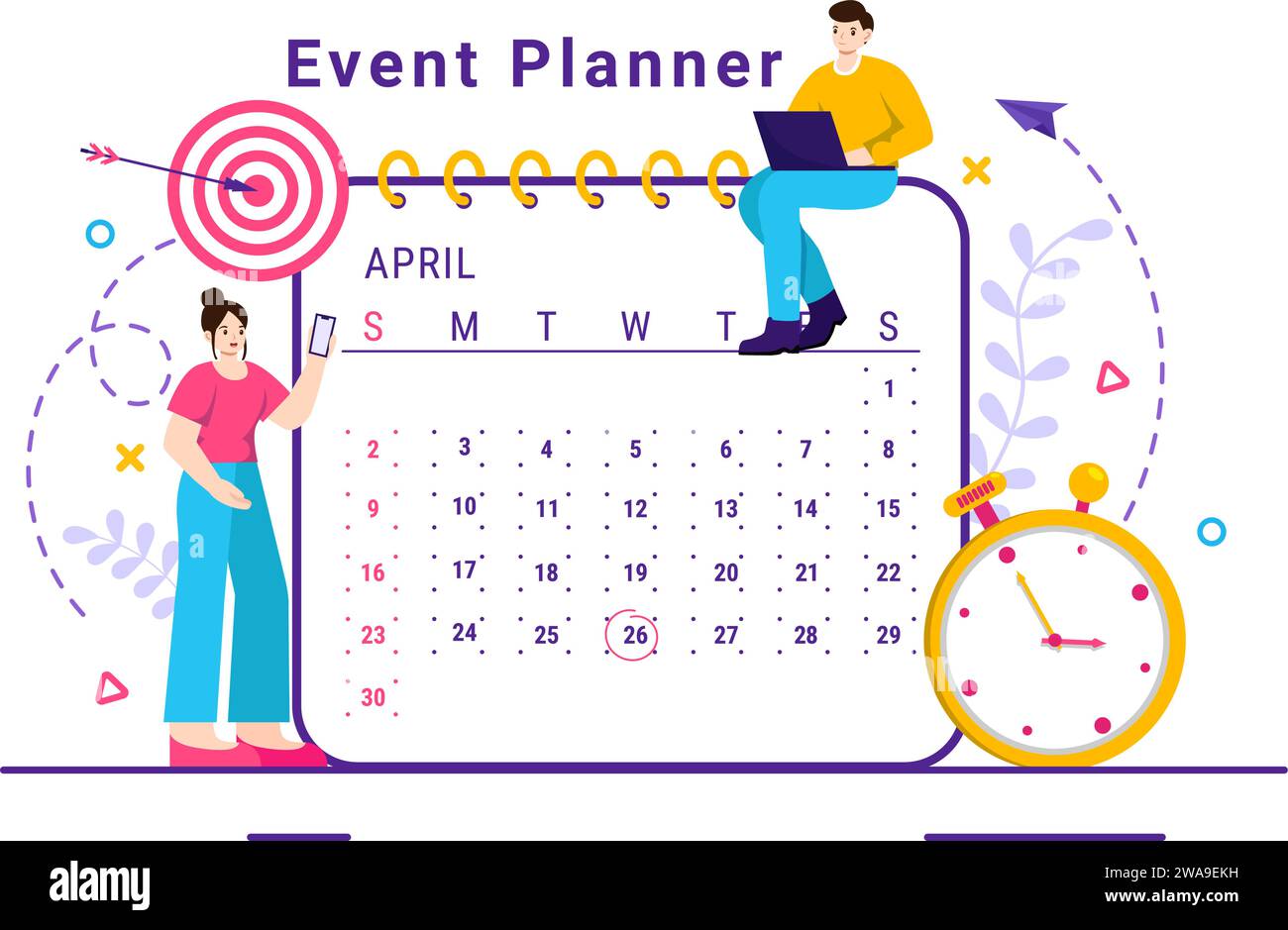 Event Planner Vector Illustration with Planning Schedule, Time ...