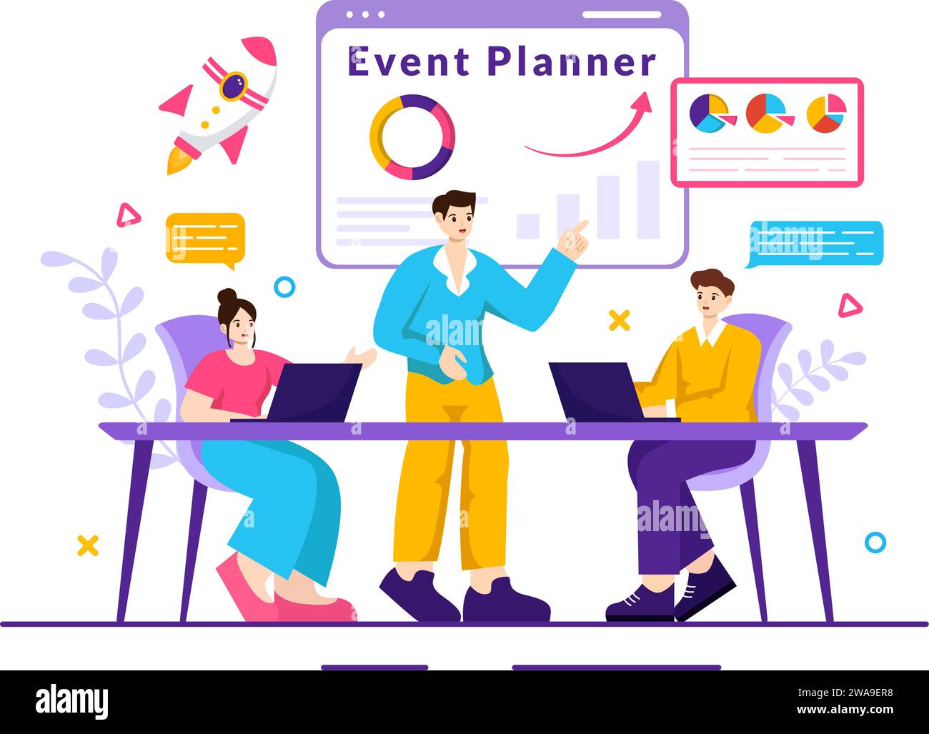 Event Planner Vector Illustration with Planning Schedule, Time ...