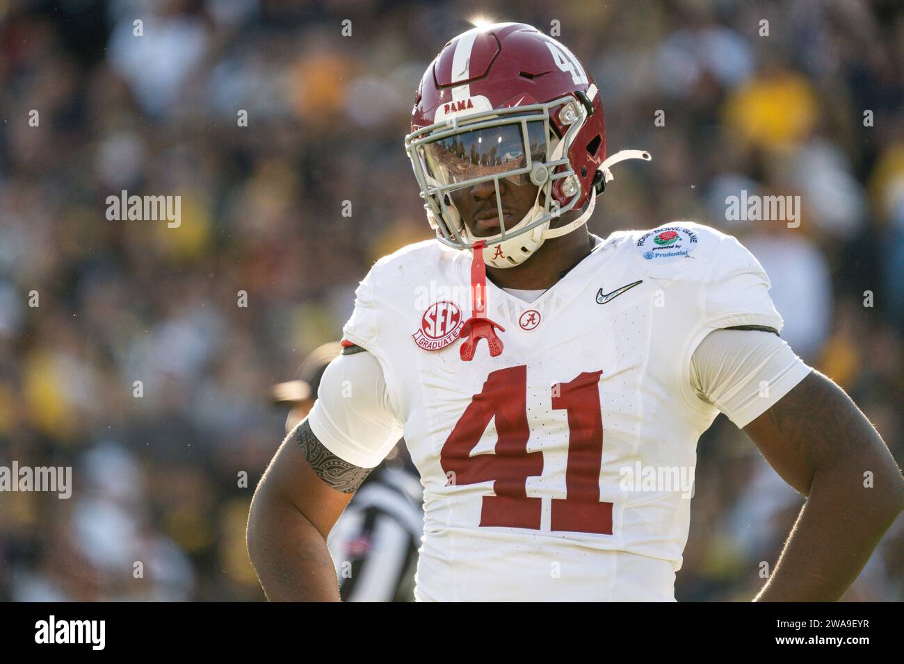 Alabama Crimson Tide linebacker Chris Braswell (41) during the CFP Semifinal at the Rose Bowl ...