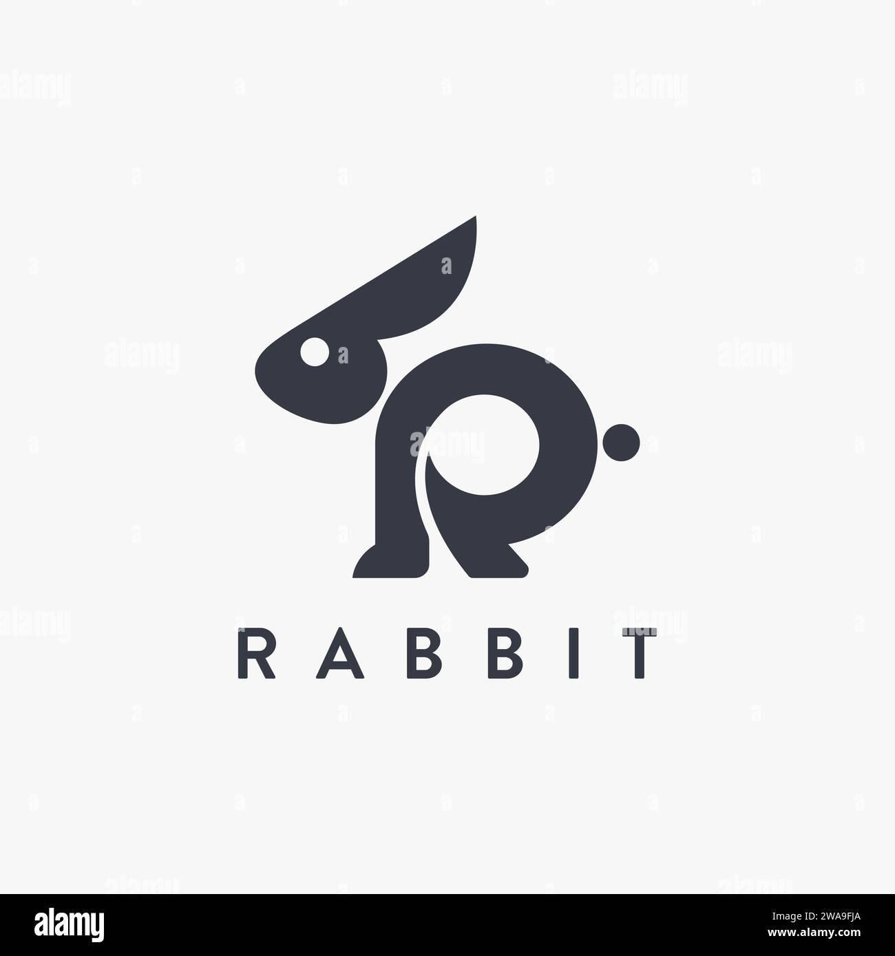 Abstract Letter R for Rabbit logo icon vector template on white ...