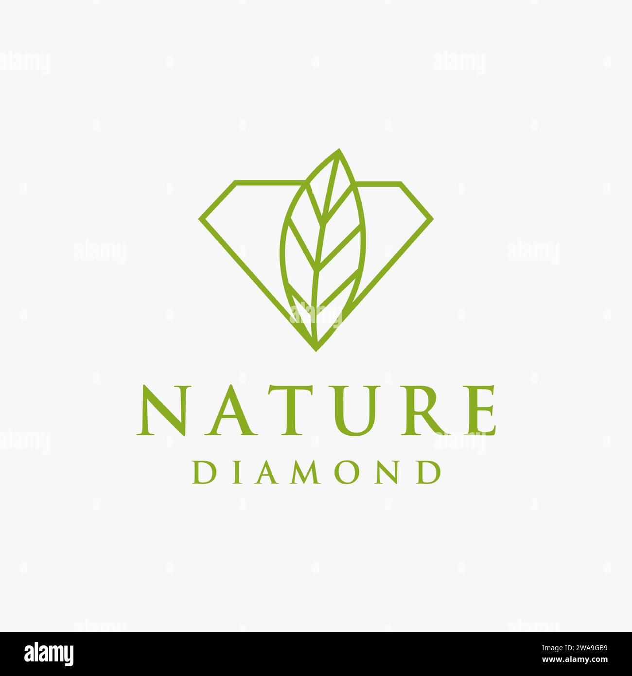 Nature diamond logo icon, diamond with leaf logo icon vector template ...