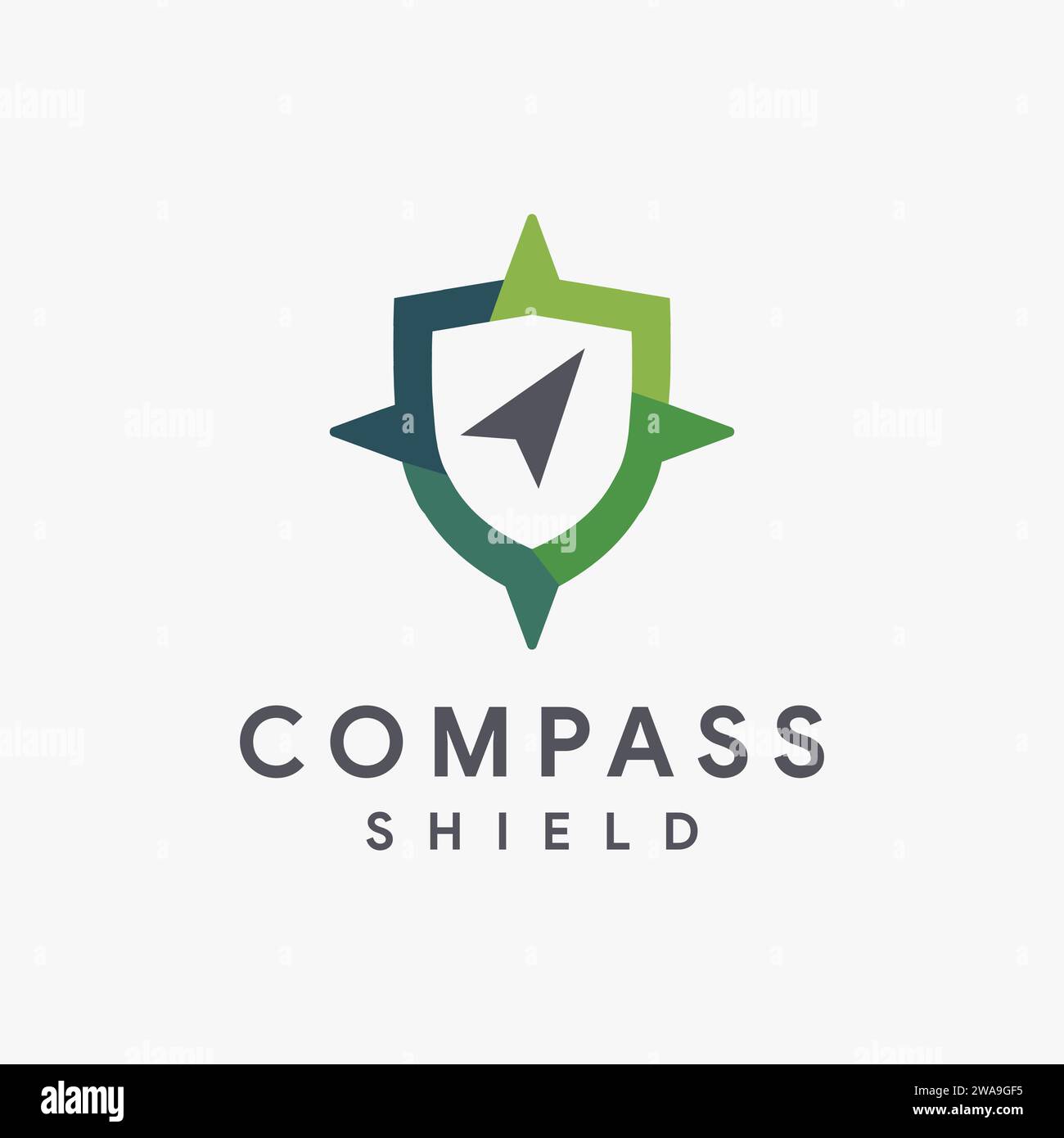 abstract modern Shield and compass logo icon vector template on white ...