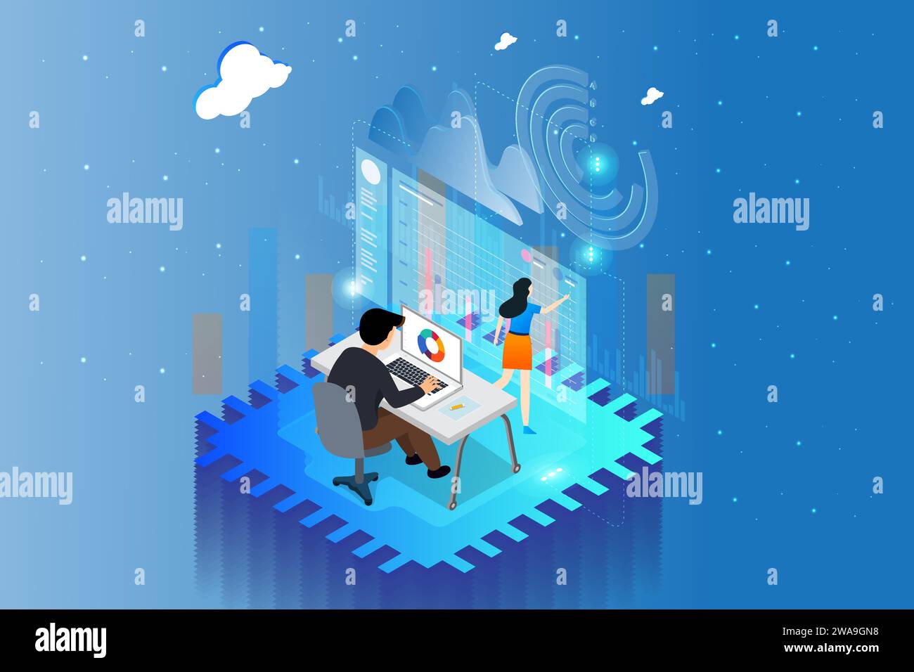 Data analysis computer Stock Vector Images - Alamy