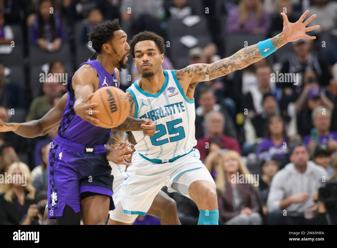 Sacramento Kings guard Malik Monk, left, is guarded by Charlotte ...