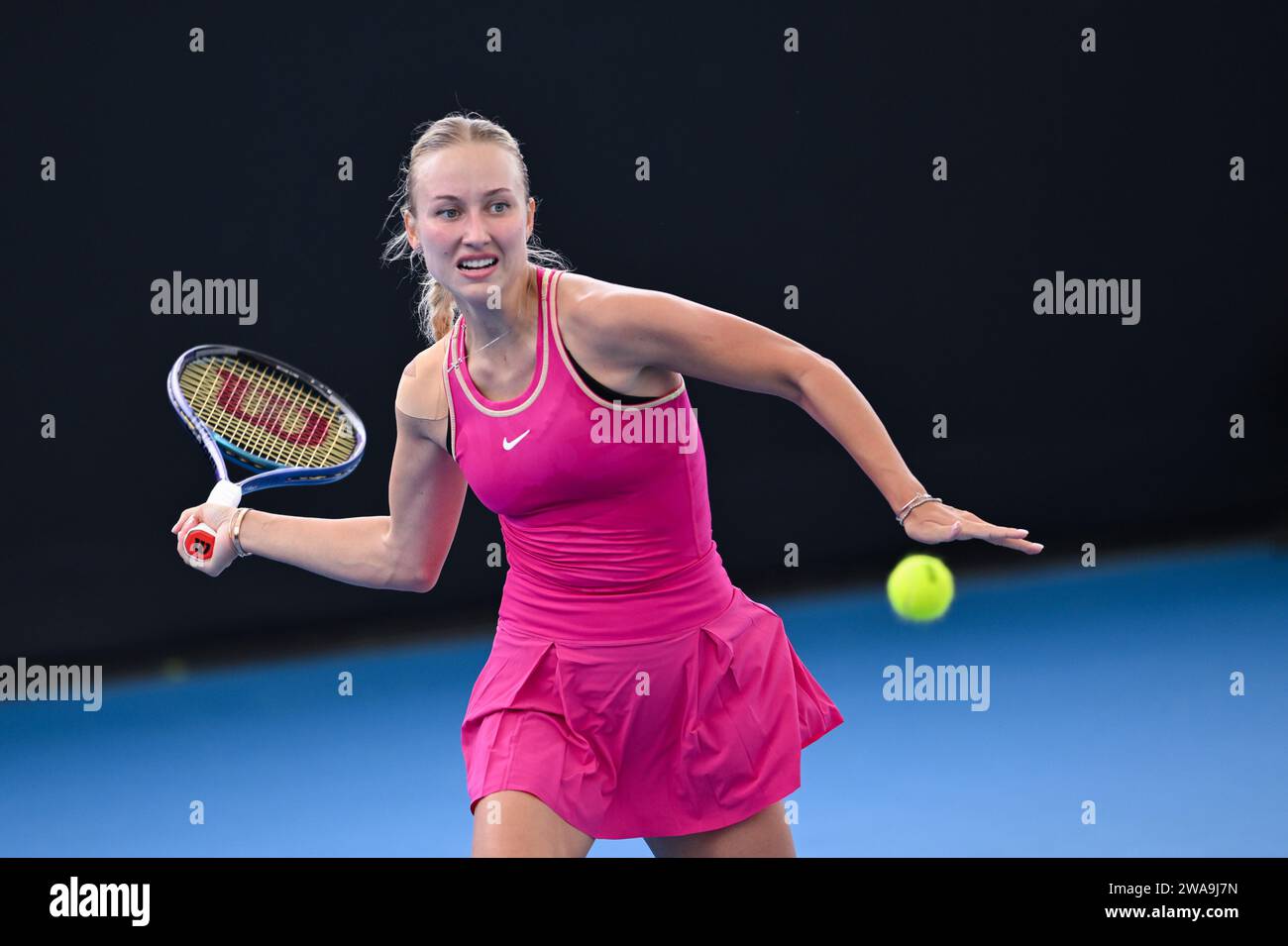 Brisbane, Australia. 03rd Jan, 2024. Anastasia Potapova of Russia in action against Daria ...