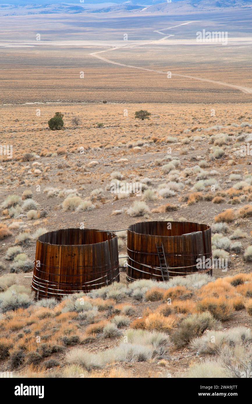 Water tanks, Berlin-Icthyosaur State Park, Nevada Stock Photo - Alamy