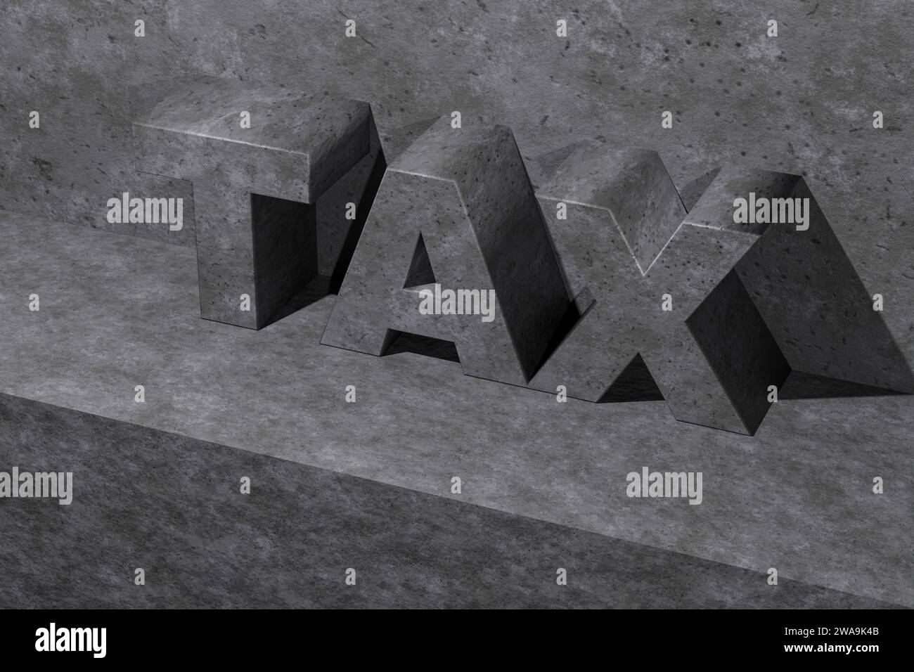 3d gray concrete stone word acronym tax, embossed block text on ...