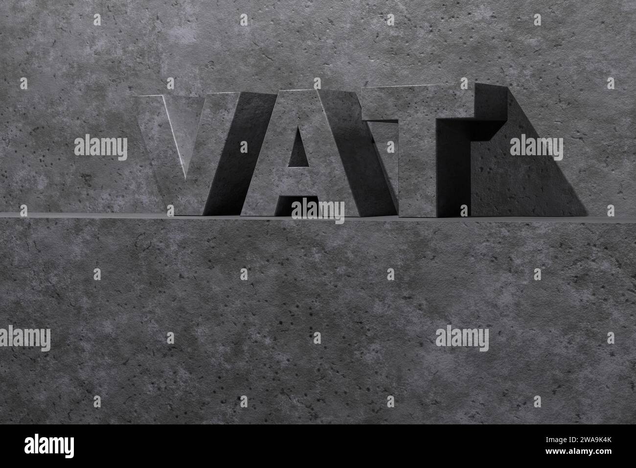 3d gray concrete stone word acronym vat, value added tax, embossed ...