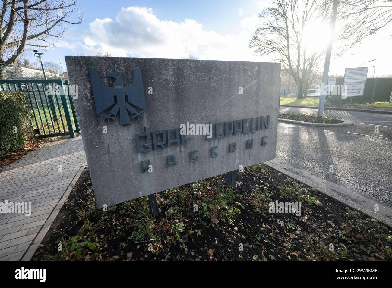 Calw, Germany. 11th Dec, 2023. A sign points to the Graf Zeppelin ...