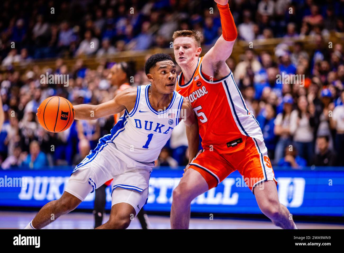 Durham, NC, USA. 2nd Jan, 2024. Duke Blue Devils guard Caleb Foster (1 ...