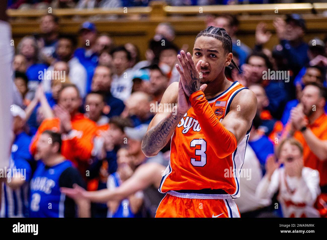 Durham, NC, USA. 2nd Jan, 2024. Syracuse Orange guard Judah Mintz (3 ...