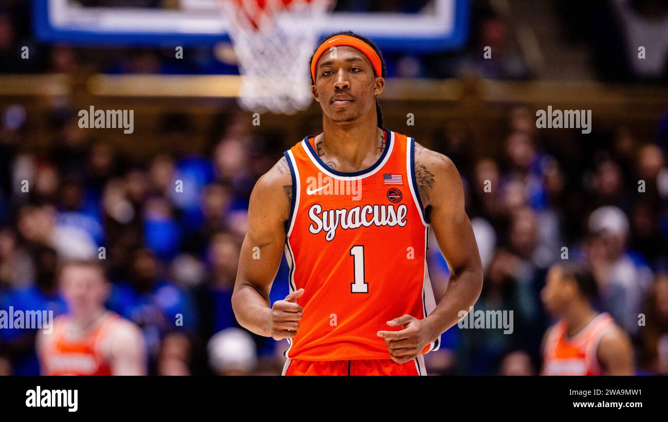 Durham, NC, USA. 2nd Jan, 2024. Syracuse Orange forward Maliq Brown (1 ...