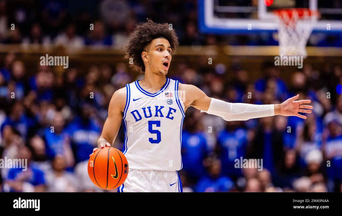 Durham, NC, USA. 2nd Jan, 2024. Duke Blue Devils guard Tyrese Proctor ...