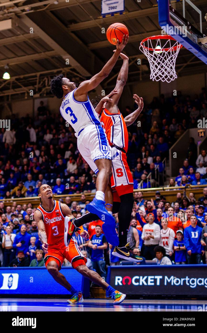 Durham, NC, USA. 2nd Jan, 2024. Duke Blue Devils guard Jeremy Roach (3 ...