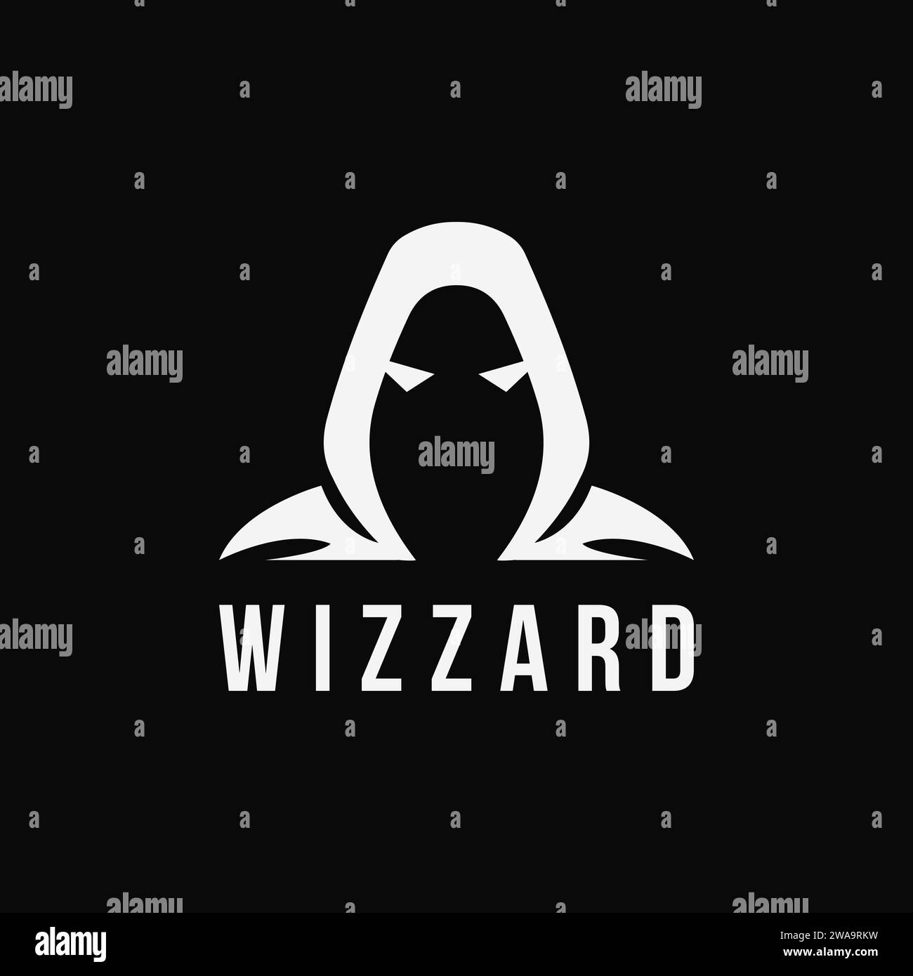 Minimalist wizard logo icon vector template on black background Stock ...