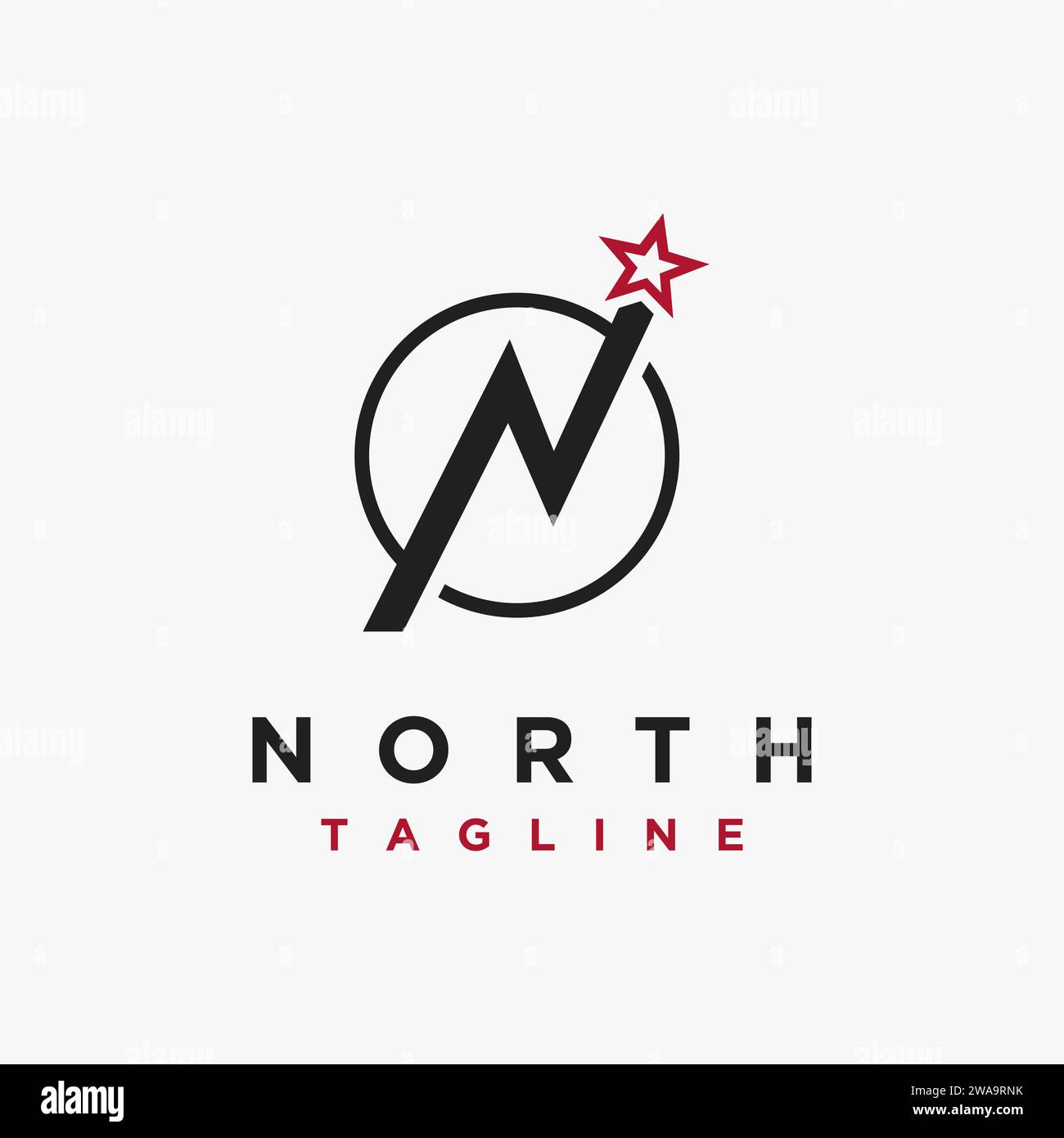 Letter N for north and star logo icon vector template on white ...