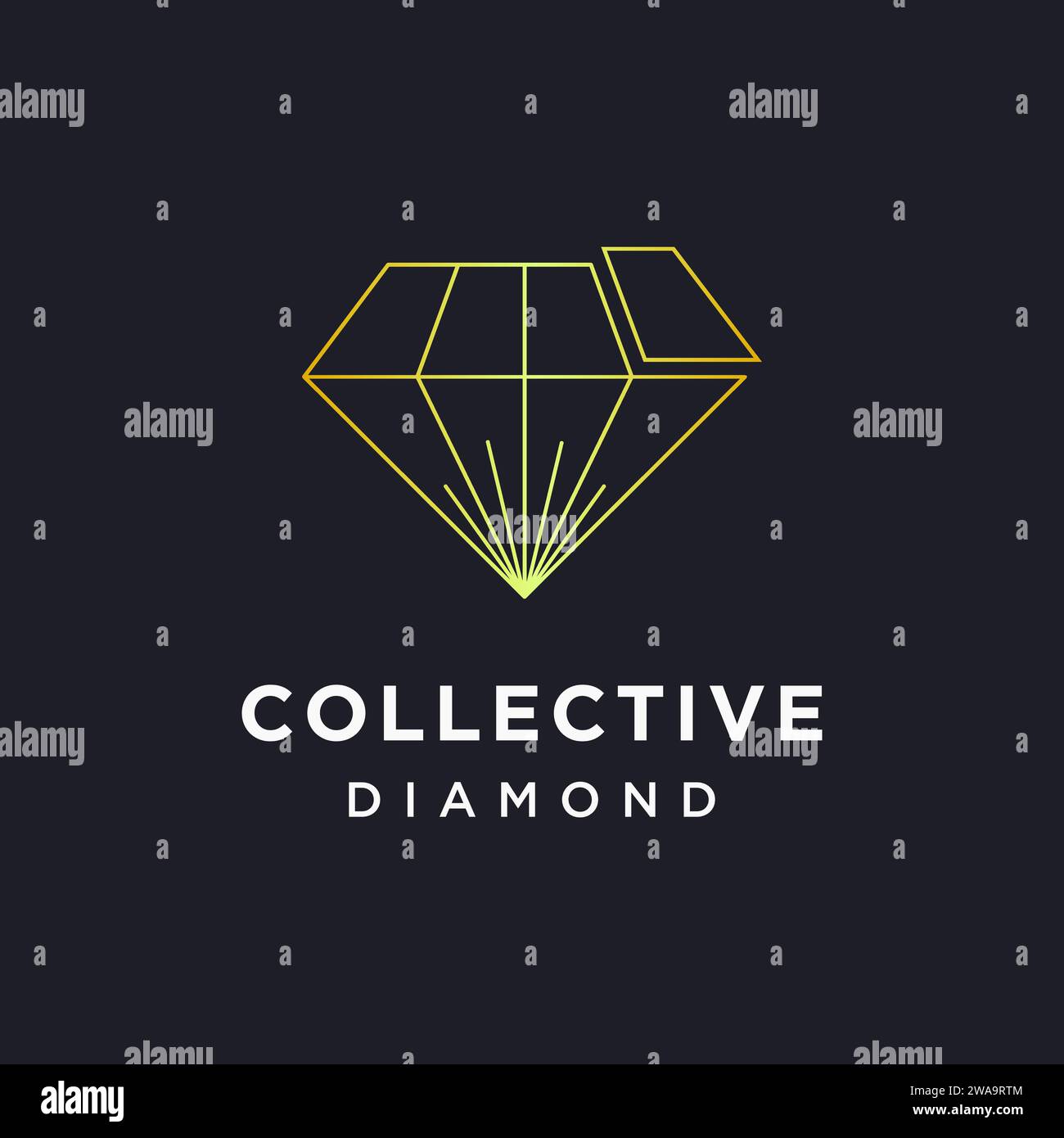 Collective diamond logo icon vector template on black background Stock ...